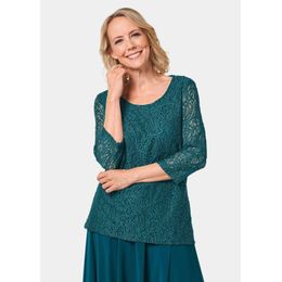 GOLDNER Spitzenbluse Elegantes Blusenshirt mit Glanzeffekt in smaragd | Gr.: 42
