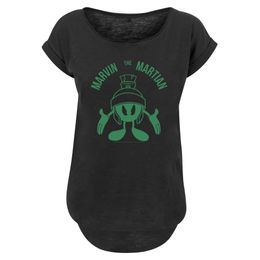 F4NT4STIC Long Cut T-Shirt Looney Tunes Marvin The Martian Large Head in schwarz | Gr.: XS