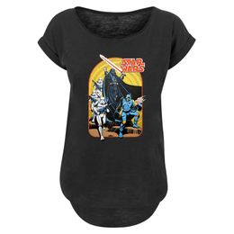 F4NT4STIC Long Cut T-Shirt Star Wars Vintage Comic Scene in schwarz | Gr.: XL