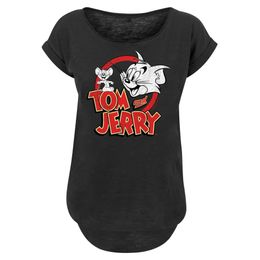 F4NT4STIC Long Cut T-Shirt Tom and Jerry TV Serie Distressed in schwarz | Gr.: S