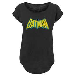 F4NT4STIC Long Cut T-Shirt DC Comics Superhelden Batman Crackle Logo in schwarz | Gr.: XS