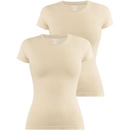 Janice 2 x Damen T-Shirt hochgeschlossen Nice in Beige | Gr.: XL/XXL