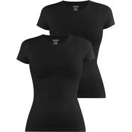 Janice 2 x Damen T-Shirt hochgeschlossen Nice in Schwarz | Gr.: M/L