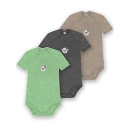 Normani Outdoor Sports 3er Set Baby Merino Body Kurzarm Tauranga in Beige/Anthrazit/Gr&uuml;n | Gr.: 56