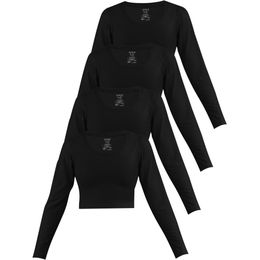 Janice 4 x Damen crop Langarmshirt Nerja in Schwarz | Gr.: XS/S
