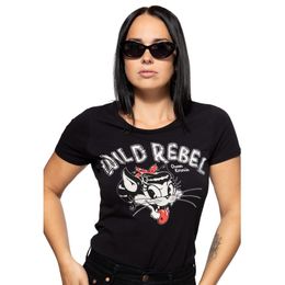 Queen Kerosin Print T-Shirt Wild Rebel in schwarz | Gr.: 3XL