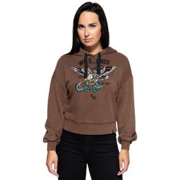 Queen Kerosin Hoodie Wild Ones Ride Free in dunkelbraun | Gr.: XXL