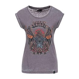 Queen Kerosin T-Shirt Wild & Free in grau | Gr.: S