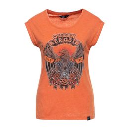 Queen Kerosin T-Shirt Wild & Free in orange | Gr.: L