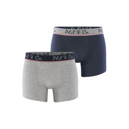 Phil & Co. Berlin Retroshorts 2-Pack Jersey in navy grey | Gr.: XL