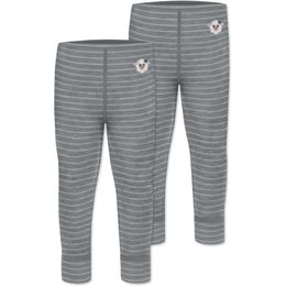Normani Outdoor Sports 2er Pack Baby Merino Hose Leggings Tutira in Grau gestreift | Gr.: 74