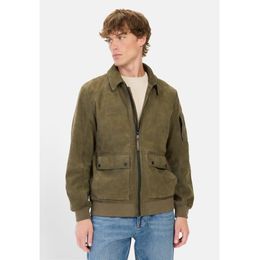 Camel Active Leder Blouson mit Hemdkragen in Dunkelgr&uuml;n | Gr.: 50