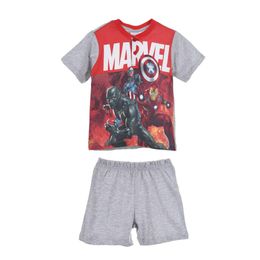 Avengers 2tlg. Outfit: Schlafanzug kurz Captain America Ironman Black Panther in Grau | Gr.: 116