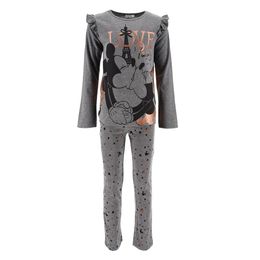 Disney Minnie Mouse 2tlg. Outfit: Schlafanzug Langarmshirt und Hose in Grau | Gr.: 116