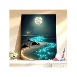 ARTNANAS Diamond Painting-"Blaue K&uuml;ste im Mondschein" | Gr.: 60x80 cm