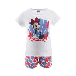 Disney Minnie Mouse 2tlg. Outfit: Schlafanzug Sommer Shirt und Hose in Wei&szlig; | Gr.: 104