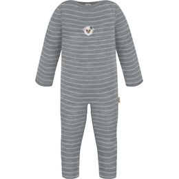 Normani Outdoor Sports Baby Merino Strampler Tangoio in Grau gestreift | Gr.: 80