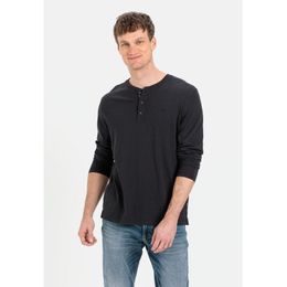 Camel Active Henleyshirt aus nachhaltigem Organic Cotton in Dunkelgrau | Gr.: S