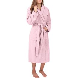 Normani Damen Premium Bademantel Basic in Rosa | Gr.: XS