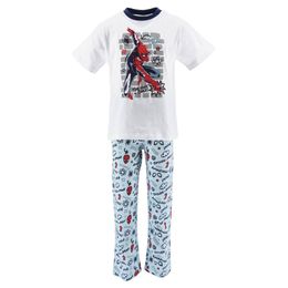 Spiderman 2tlg. Outfit: Schlafanzug Pyjama kurzarm Shirt und Hose in Blau | Gr.: 128