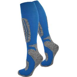 Normani 2 Paar Ski-Kniestr&uuml;mpfe Classic in Blau/Grau | Gr.: 47-50