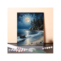 ARTNANAS DIY Malen nach Zahlen Set-"Meeresbucht im Mondschein" | Gr.: 30x40 ohne Rahmen