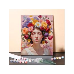 ARTNANAS DIY Malen nach Zahlen Set-"Das bunte Gesteck" | Gr.: 30x40cm mit Keilrahmen nicht ges