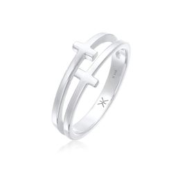 Kuzzoi Ring 925 Sterling Silber Kreuz in Silber | Gr.: 60