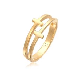 Kuzzoi Ring 925 Sterling Silber Kreuz in Gold | Gr.: 64
