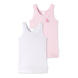 Schiesser Unterhemden 2er-Pack Basic Kids in Rosa | Gr.: 128