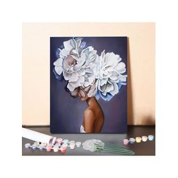 ARTNANAS DIY Malen nach Zahlen Set-"Frau mit wei&szlig;en Bl&uuml;ten" | Gr.: 40x50 ohne Rahmen