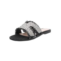 Ital-Design Sandale & Sandalette in Schwarz und Silber | Gr.: 39