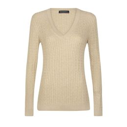 Felix Hardy Feinstrick Zopfmuster V-Ausschnitt Pullover in Beige | Gr.: M