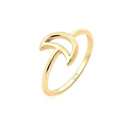 Elli Ring 925 Sterling Silber Astro, Halbmond in Gold | Gr.: 52