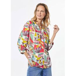 GOLDNER Kurzgr&ouml;&szlig;e: Tunikabluse mit 3/4-&Auml;rmeln in bunt / gemustert | Gr.: 20