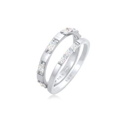 Elli Ring 925 Sterling Silber Rechteck, Ring Set in Silber | Gr.: 56