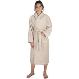 Normani Damen Baumwoll Bademantel in Beige | Gr.: 4XL