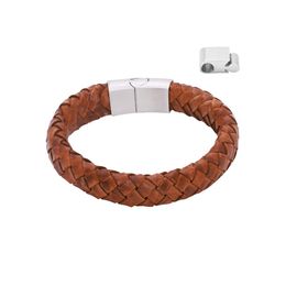 Steel_Art Herrenarmband Lederarmband Enno in cognac | Gr.: 21 cm