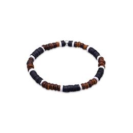 Kuzzoi Armband 925 Sterling Silber Heishi Beads, Kokosnuss in Braun | Gr.: 21 cm