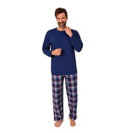 Normann Schlafanzug lang Pyjama FlanellHose Karo - 88228 in navy1 | Gr.: 54