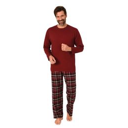 Normann Schlafanzug lang Pyjama FlanellHose Karo - 88212 in rot2 | Gr.: 48