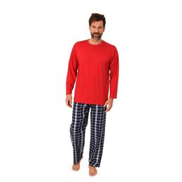 Normann Schlafanzug lang Pyjama FlanellHose Karo - 88204 in rot1 | Gr.: 50