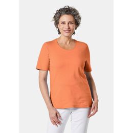 GOLDNER Kurzgr&ouml;&szlig;e: T-Shirt Basic Baumwollshirt mit kurzem Arm in apricot | Gr.: 21