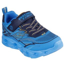 Sneaker Skechers "VORTEX 2.0", Kinder, Gr. 32, blau (blau, navy), Lederimitat, Textil, Schuhe, Klettschuh mit Blinkfunktion, Größenschablone zum Download