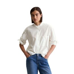 Marc O'Polo Damen Langarmbluse "aus softem Popeline"silky wei&szlig;, Gr. M, MARC O'POLO DENIM, unifarben, Obermaterial: 100% Baumwolle, Blusen