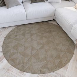 Wecon Home Wollteppich &raquo;Hamptons THIRTYSEVEN&laquo; rund 15 mm H&ouml;he Schurwolle, Kurzflor, Wohnzimmer, elegant, geometrisches Muster beige Schurwolle