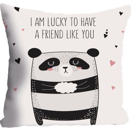 queence Dekokissen &raquo;&raquo;Friend like you&laquo;&laquo; Kissenh&uuml;lle ohne F&uuml;llung, 1 St&uuml;ck bunt + bedruckt Obermaterial: 100% Baumwolle B/L: 40 cm x 40 cm