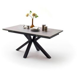 MCA furniture Esstisch &raquo;Nagano&laquo; Esstisch Glas-Keramik mit Stirnauszug Hellgrau + Schwarz Matt lackiert + Hellgrau Tischplatte aus Sicherheitsglas...