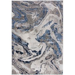 FLAIR RUGS Teppich &raquo;Marbled&laquo; rechteckig 12 mm H&ouml;he dezenter Glanz, mehrfarbig, modernes Marmor-Design blau Kunstfaser