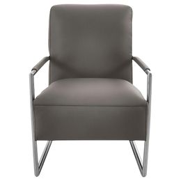 K+w Komfort & Wohnen K+W KOMFORT & WOHNEN Cocktailsessel mit bezogenen Armlehnen, Gestell in Metall Edelstahloptik granit